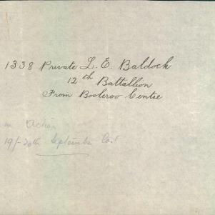 Lionel Edward Baldock | South Australian Red Cross Information Bureau