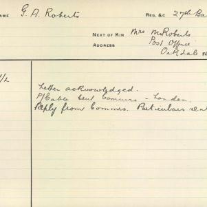 George Arthur Roberts | South Australian Red Cross Information Bureau
