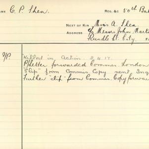 Cornelius Patrick Shea | South Australian Red Cross Information Bureau