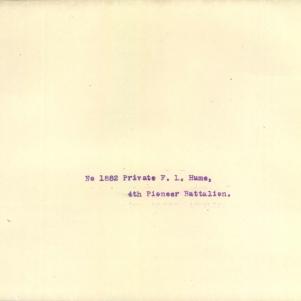 Frederick Leslie Hume | South Australian Red Cross Information Bureau